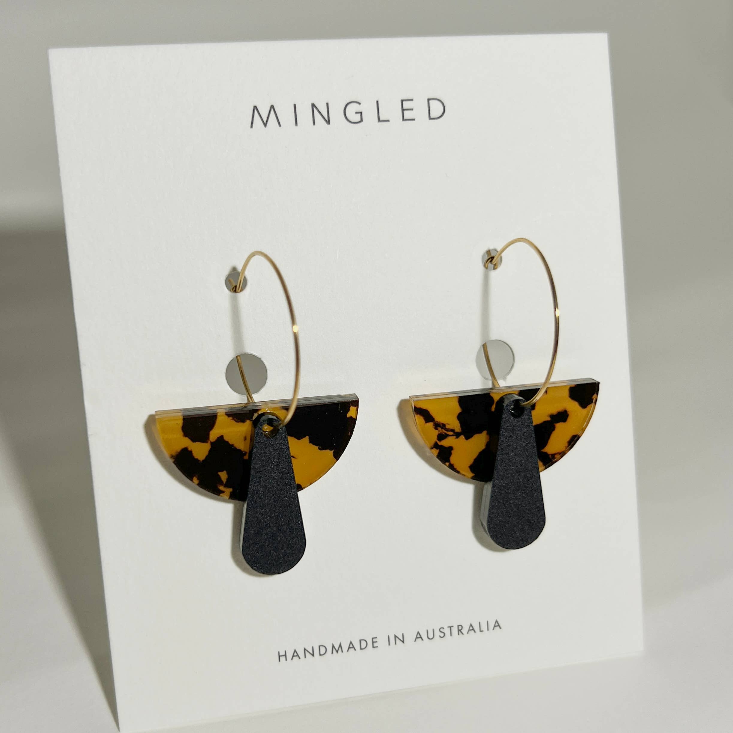 ‘Mingled’ Deco Hoop - Honey Tortoise Shell and Matte Black – House of ...